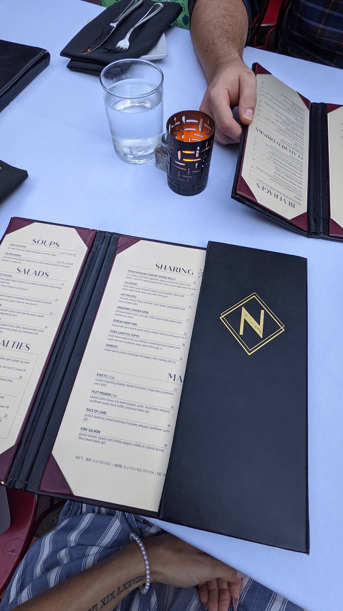 Menu at Novo restaurant, San Luis Obispo