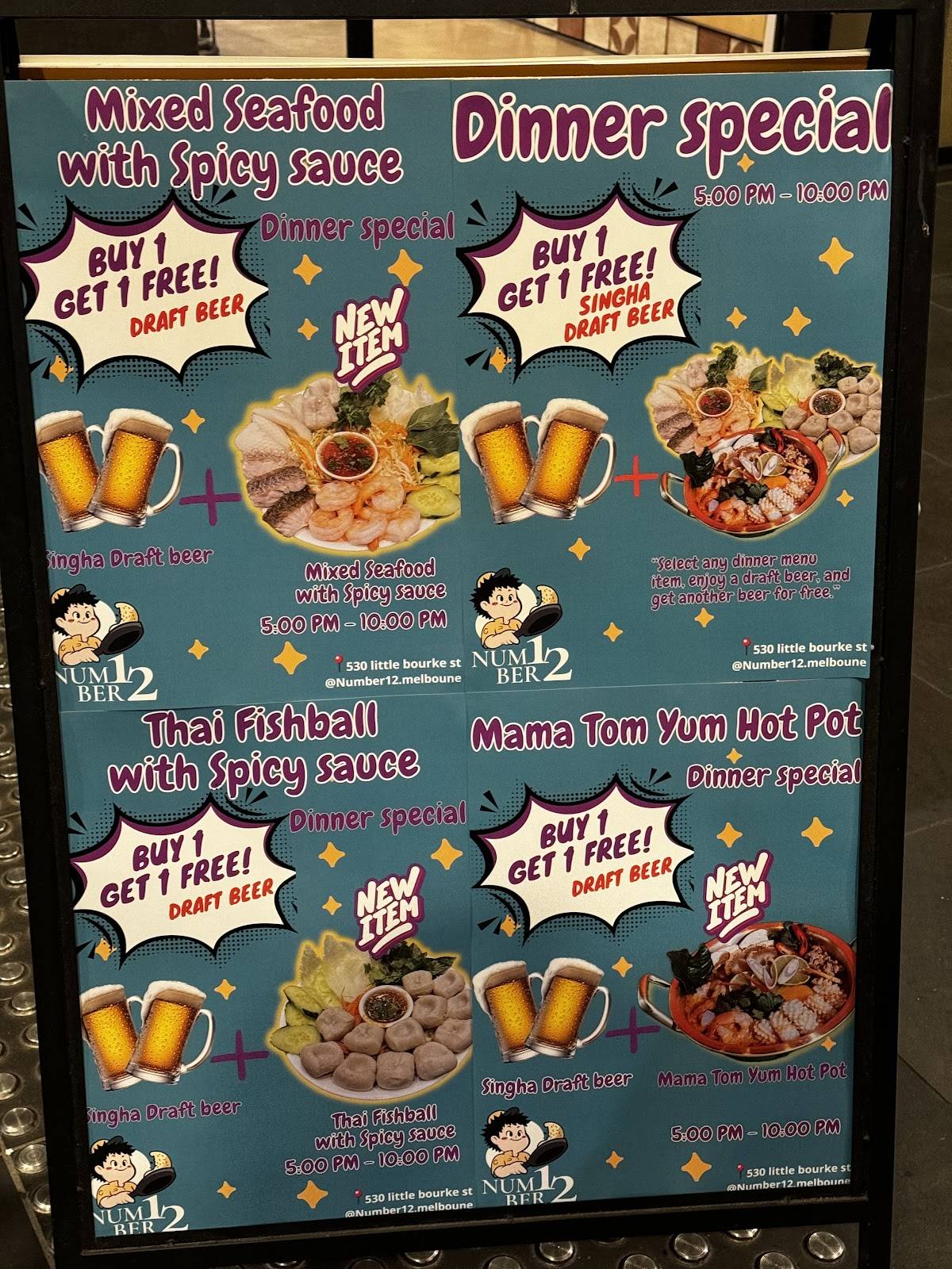 Menu at Number 12 Thai Restaurant, Melbourne