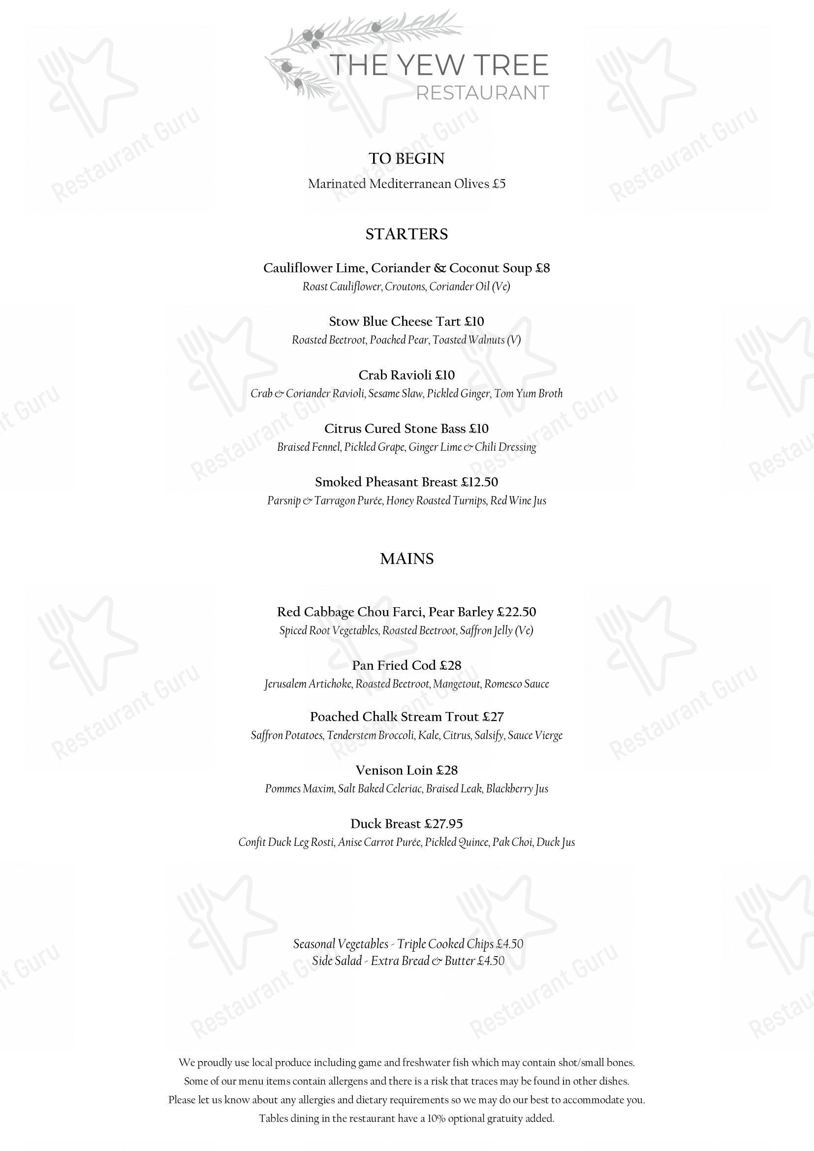 Menu at Number Four at Stow - Hotel & Restaurant, Bourton-on-the-Water