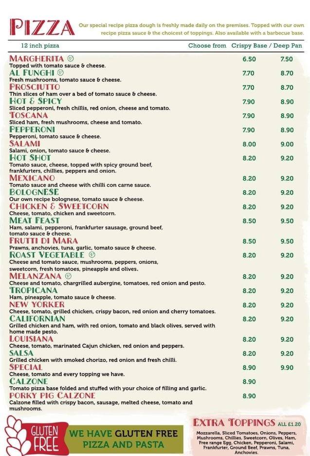 Menu at The Olive Tree Cafe, Tarleton