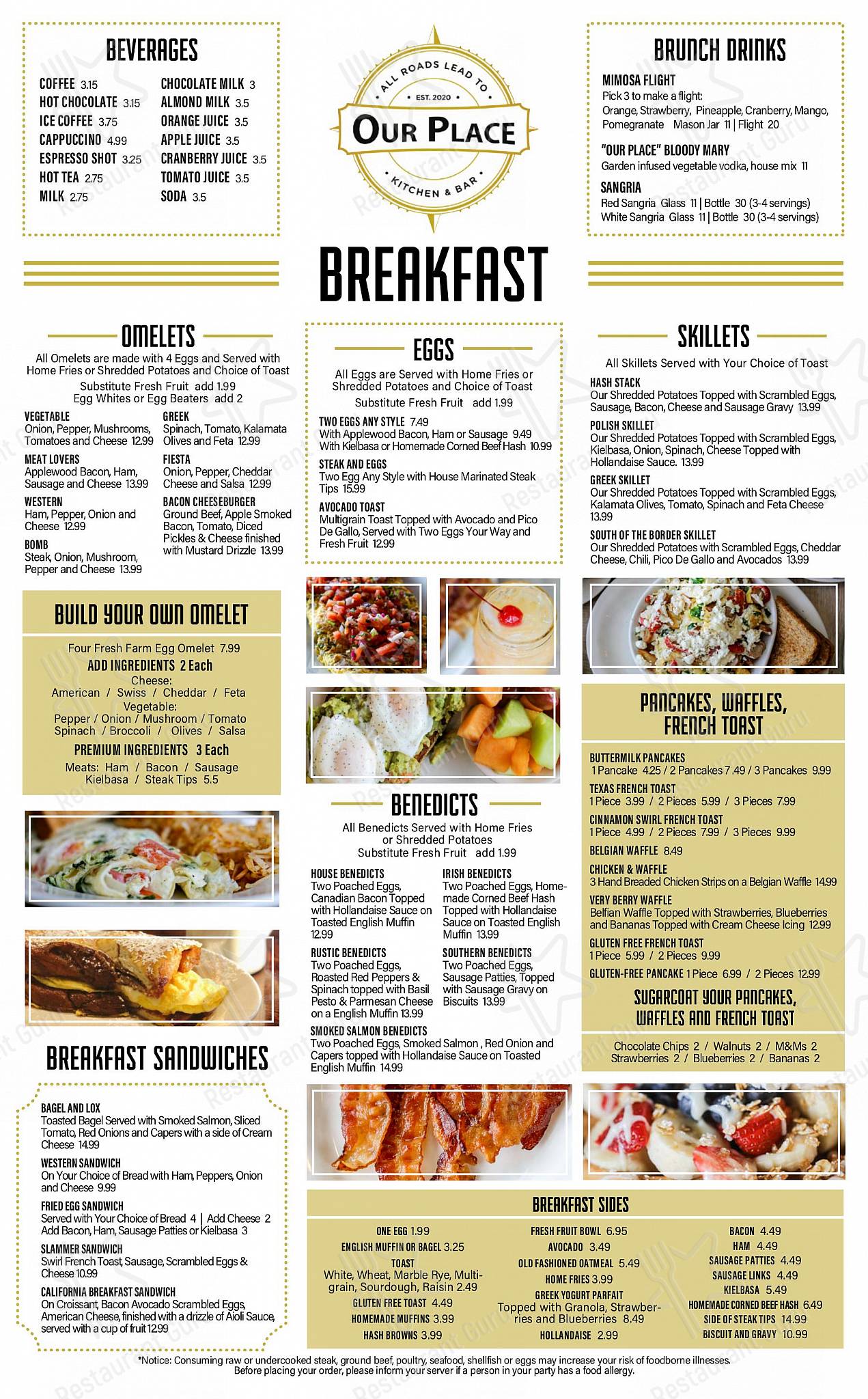Carta de Our Place Kitchen & Bar, Peabody