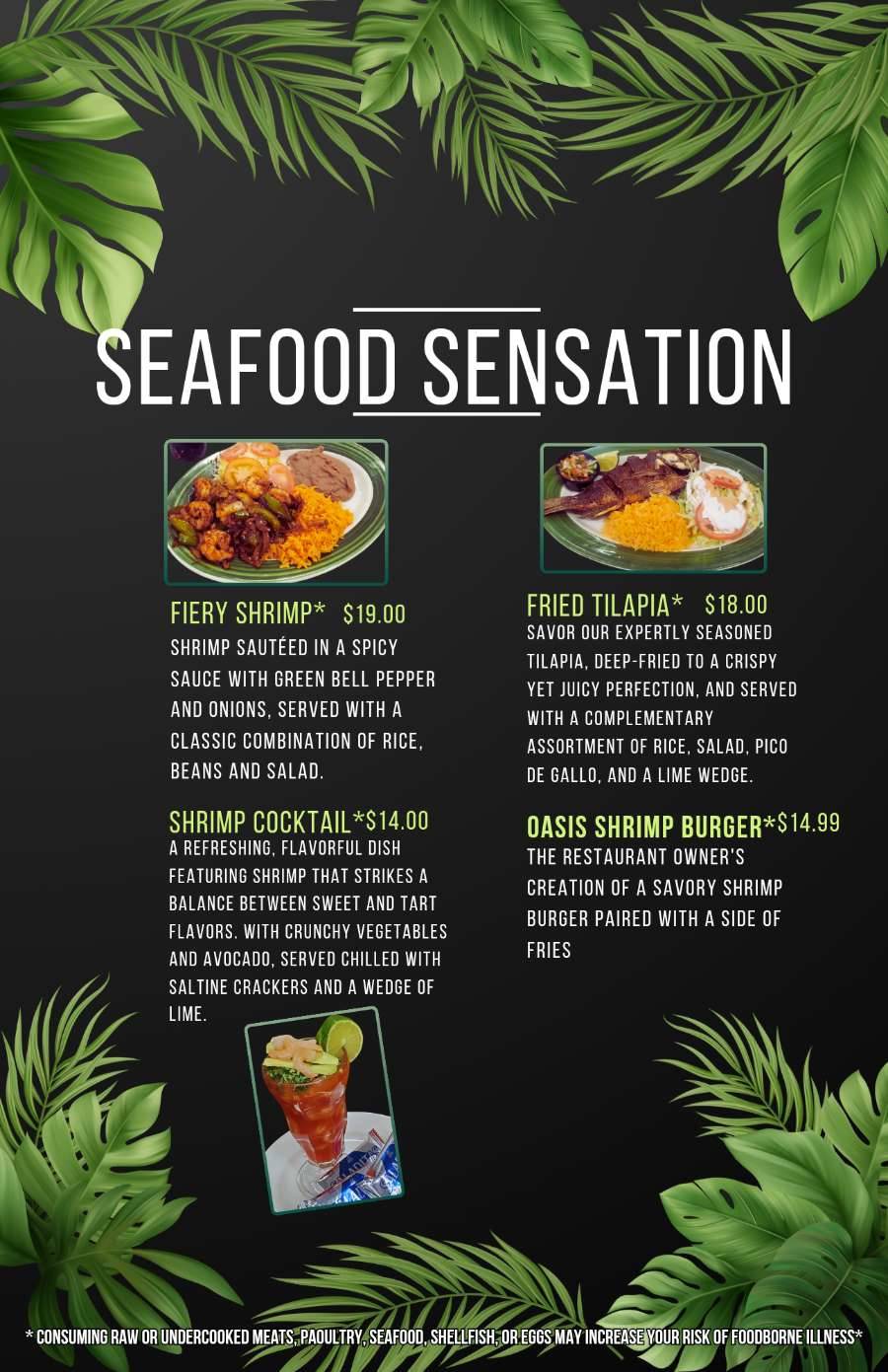 Menu at Oasis Mexican Restaurant, Clarkfield