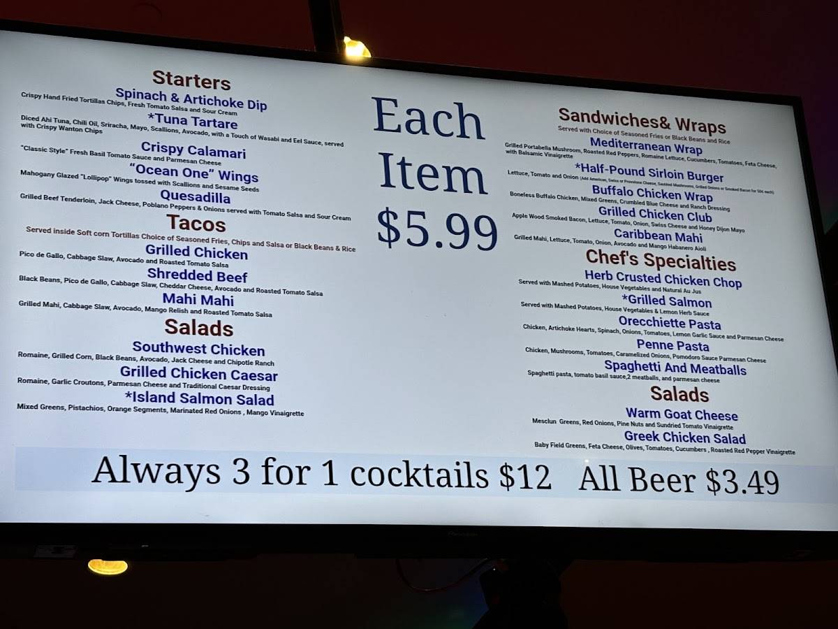 Menu at Ocean One Bar & Grille, Las Vegas