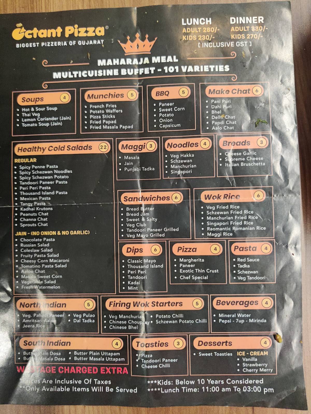 Menu at Octant Pizza, CG Road - Ahmedabad, Ahmedabad