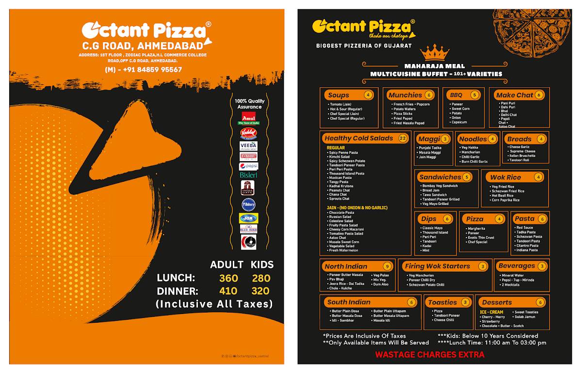 Menu at Octant Pizza, CG Road - Ahmedabad, Ahmedabad