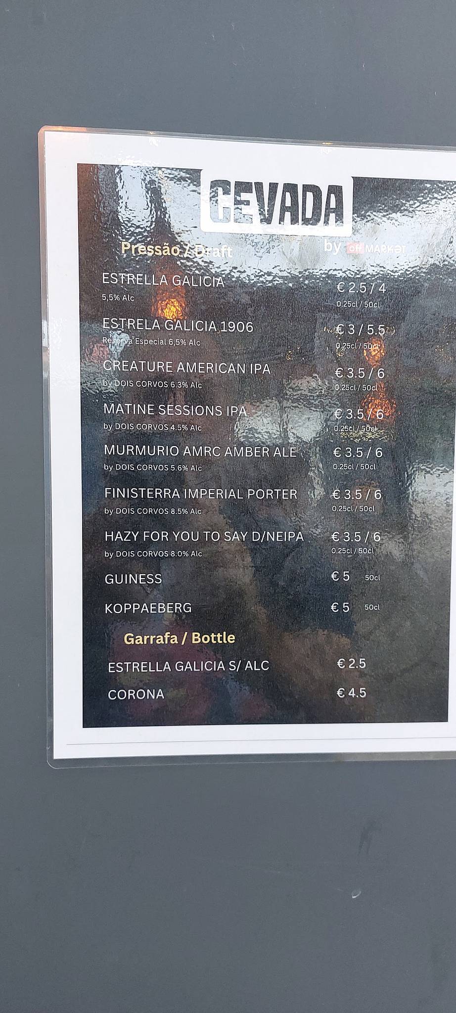 Menu em Off Market Street Food, Quarteira