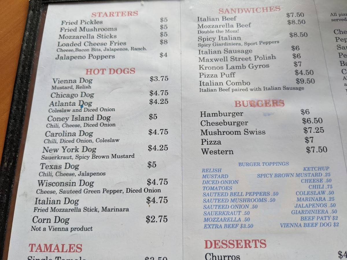 Menu at Off Road Diner and Dogs BBQ, Oak Ridge