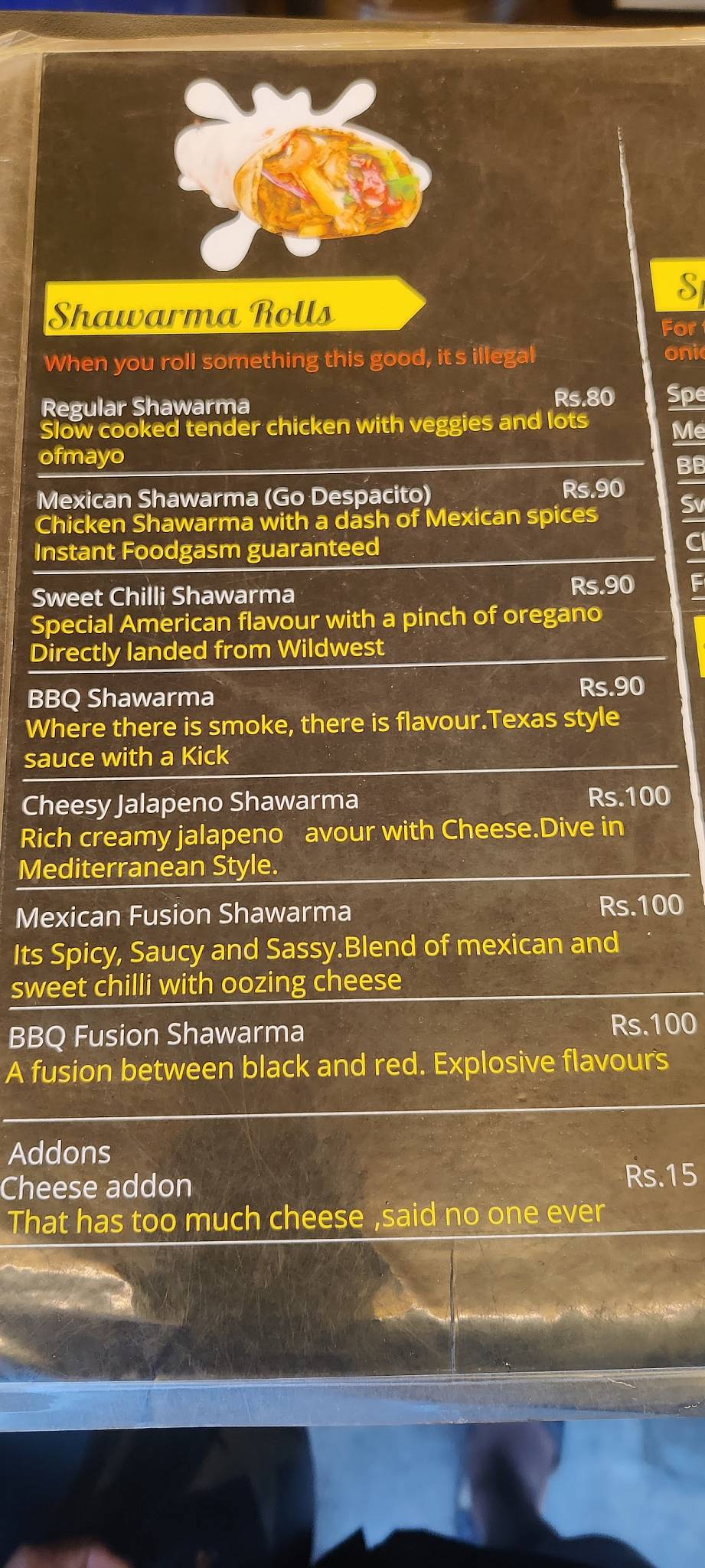 Menu at Oh My Shawarma, Chennai, Kovai Pazhamudhir Nilayam