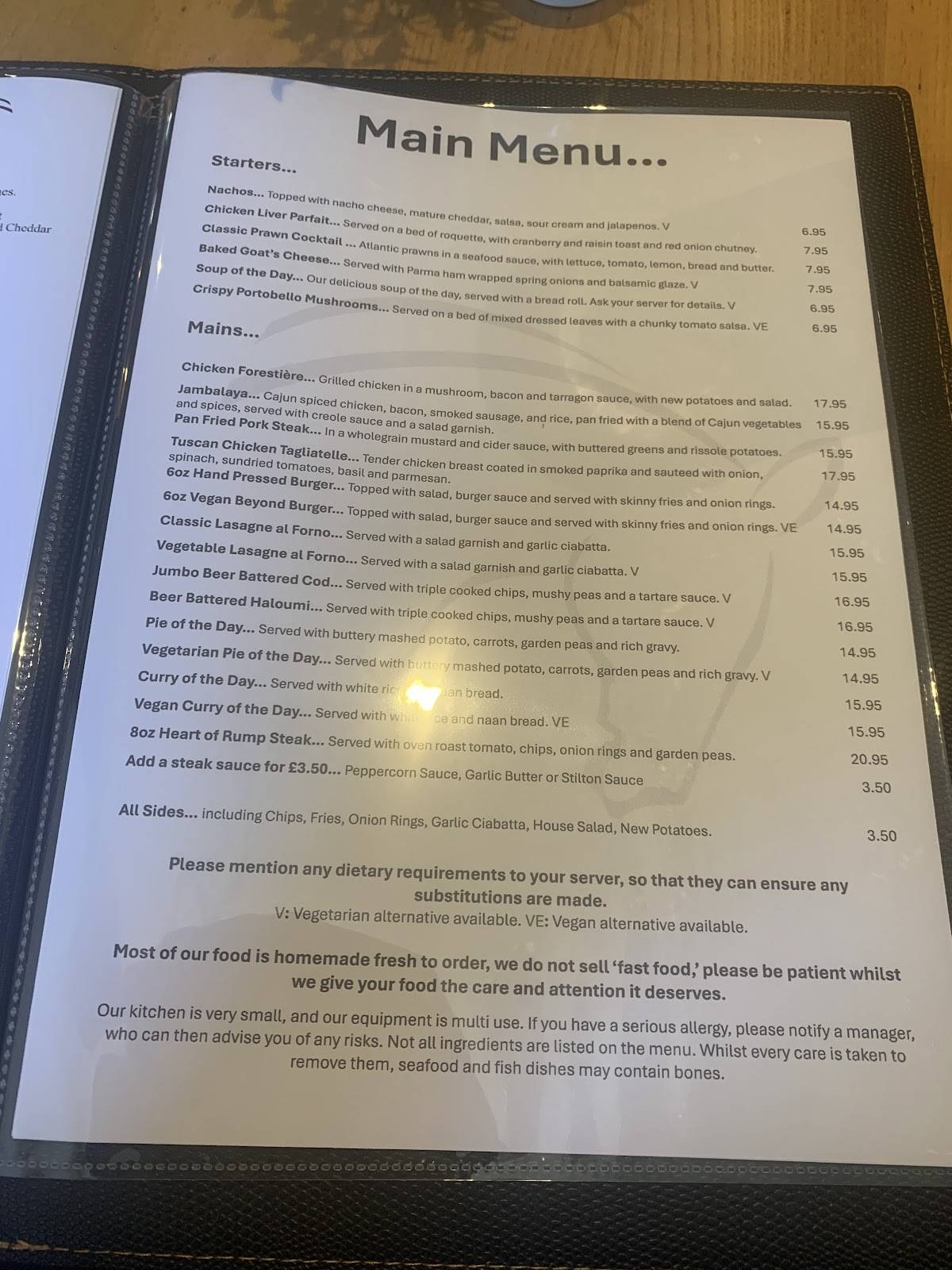 Menu at Old Black Horse pub & bar, Ilkeston