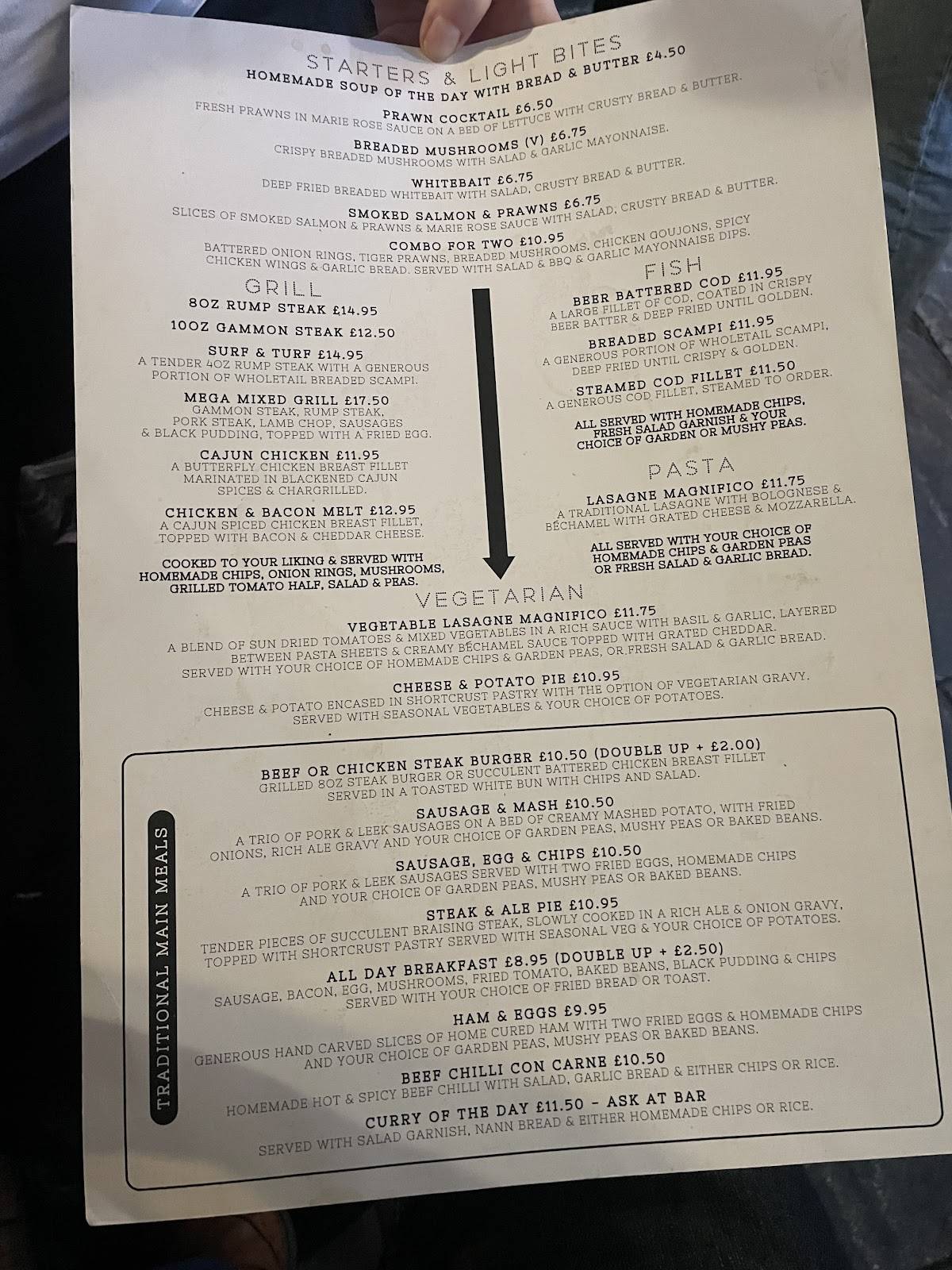 Menu at Old Crown Inn pub & bar, Derby