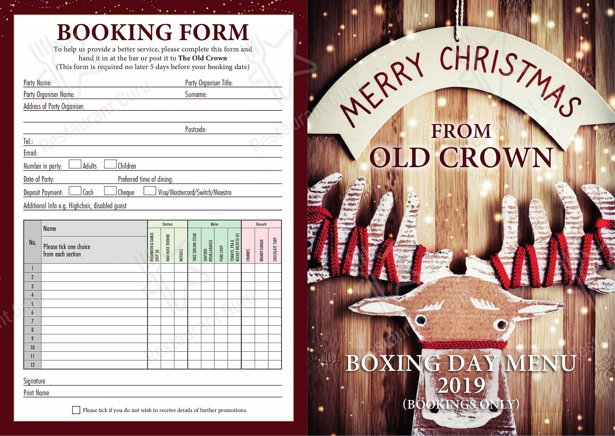 Menu at The Old Crown pub & bar, Coventry, 466 Aldermans Green Rd