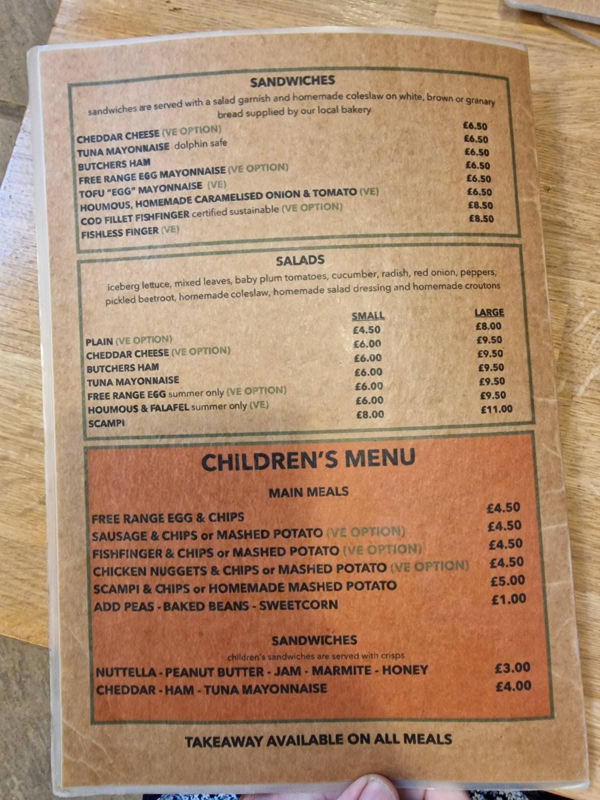Menu at Old Town Beach Cafe, Hunstanton