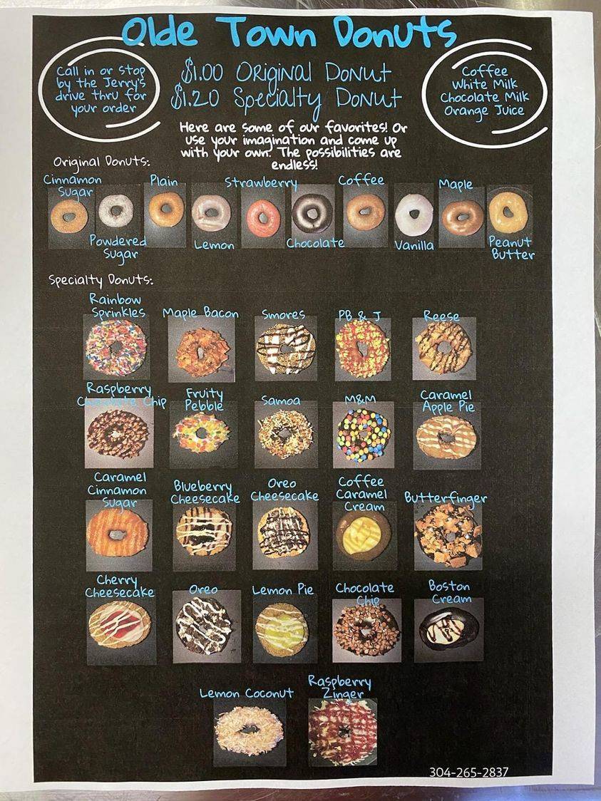 Menu at Olde Town Coffee & Donut Shop restaurant, Grafton
