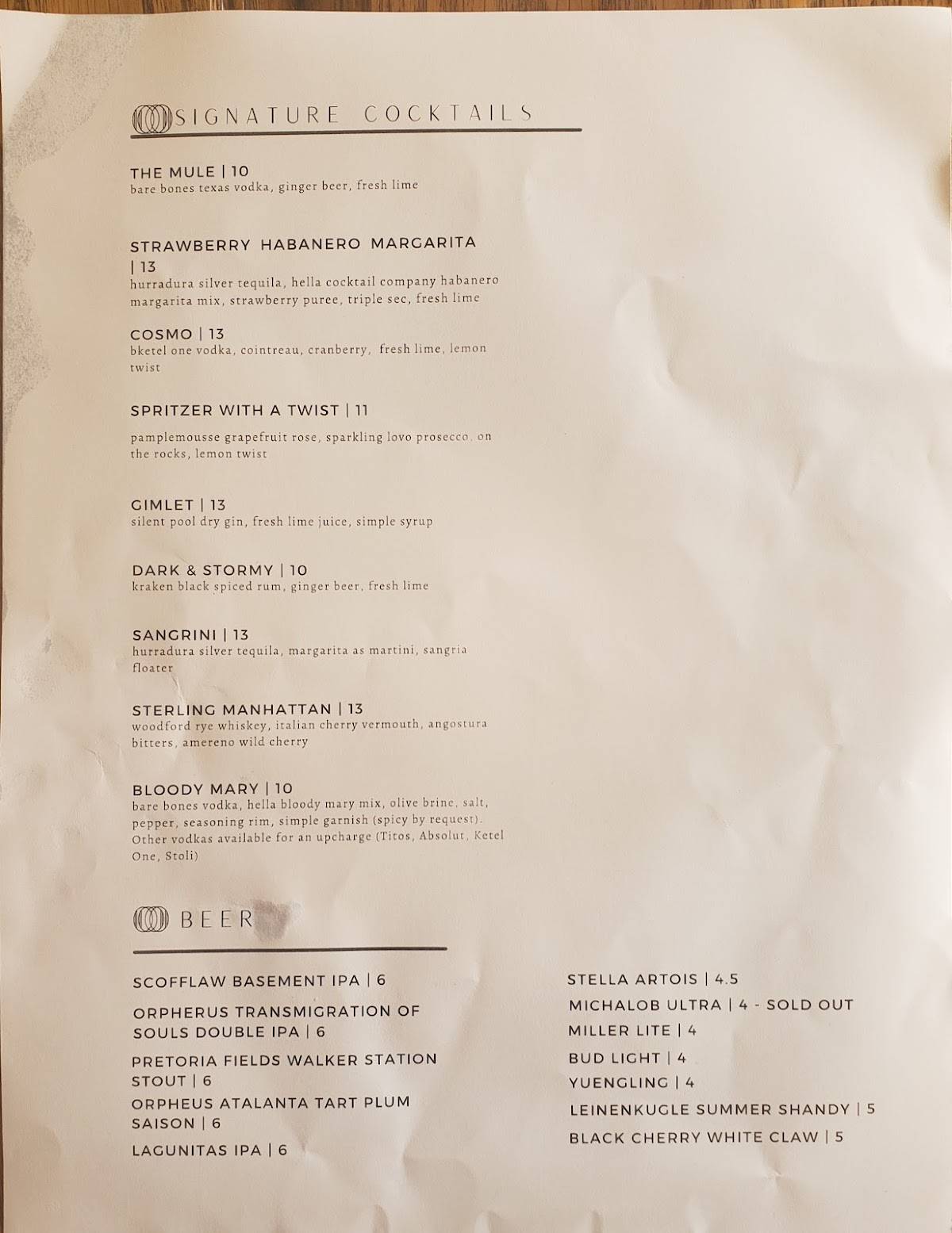 Menu at Oliver's Corner Bistro restaurant, Macon