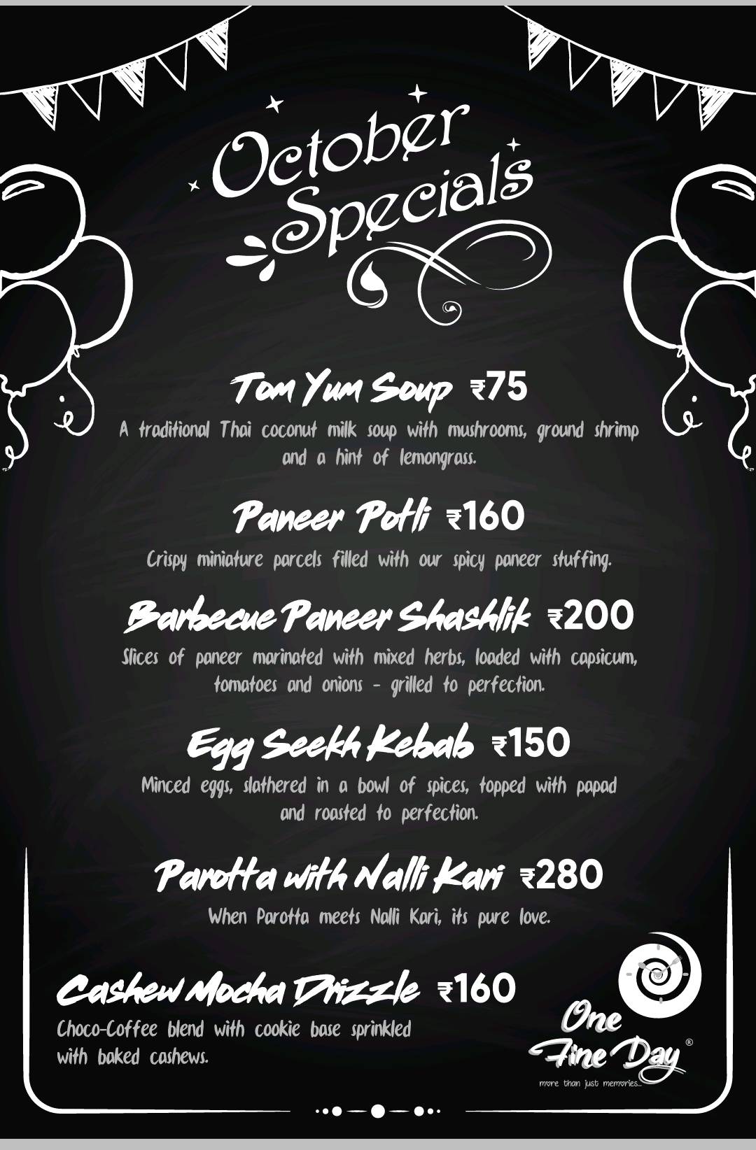 Menu at One Fine Day, Erode