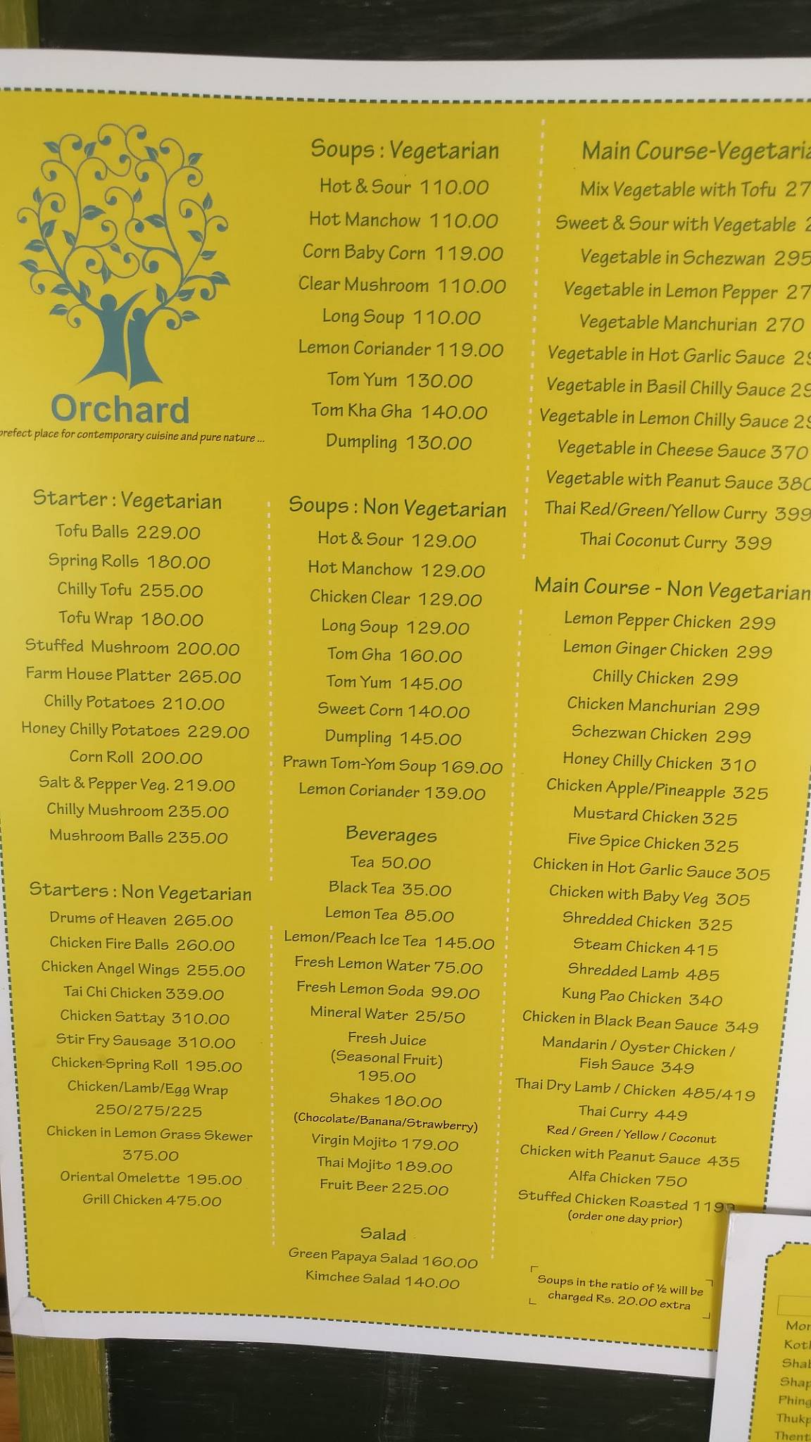 Menu at Orchard, Dehradun, 3/B
