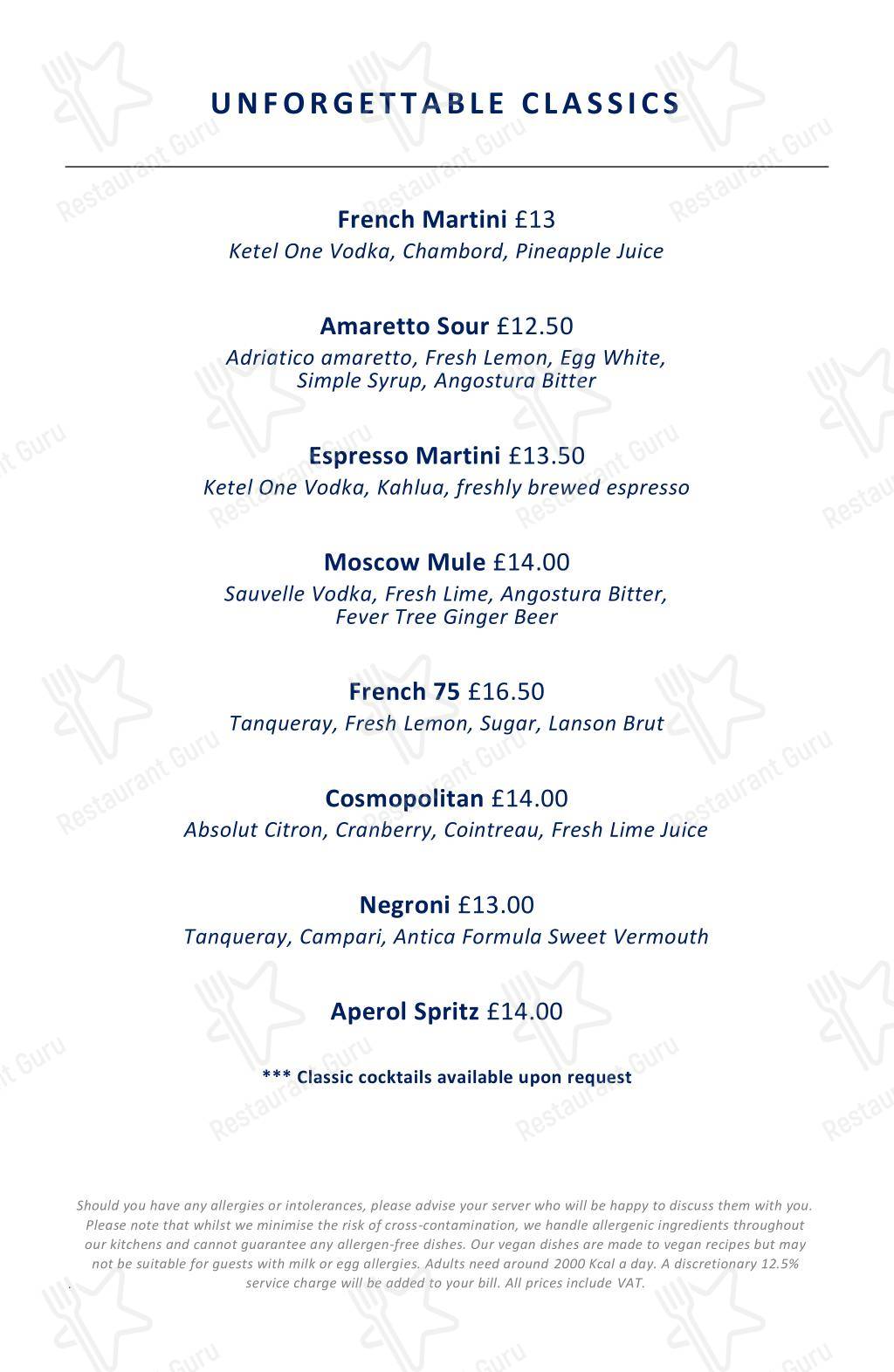 Menu at Orelle restaurant, Birmingham