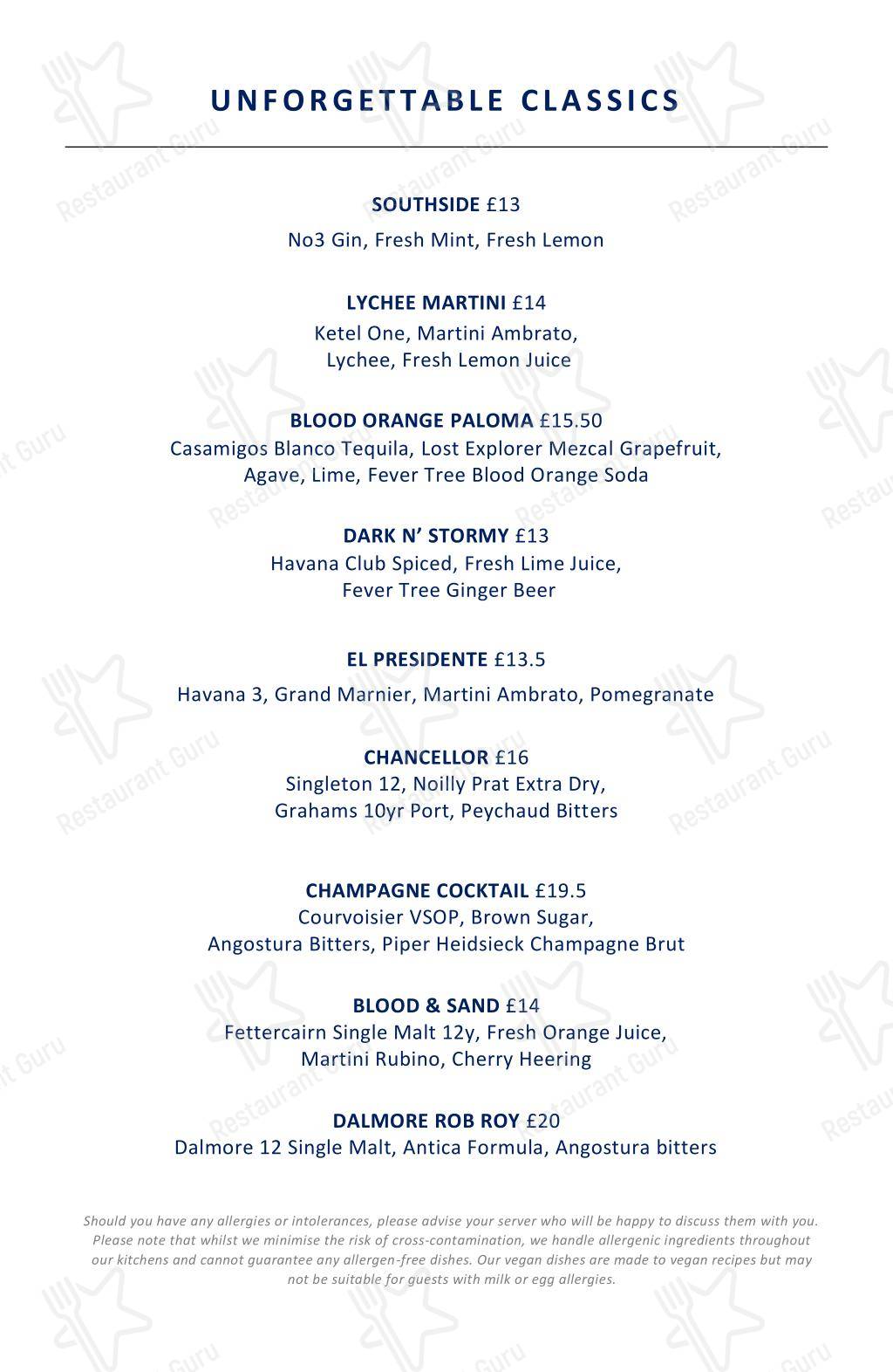 Menu at Orelle restaurant, Birmingham