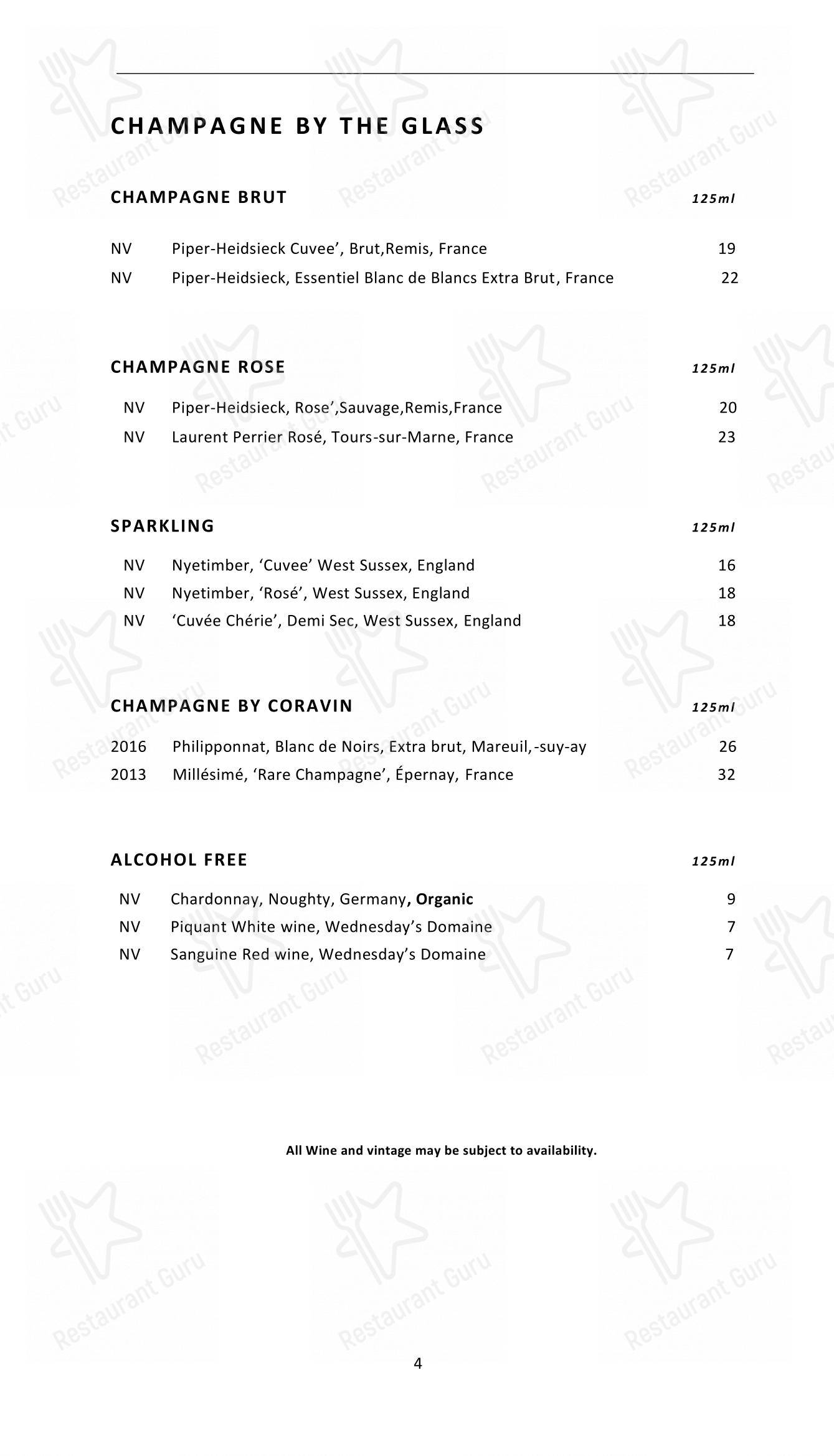 Menu at Orelle restaurant, Birmingham
