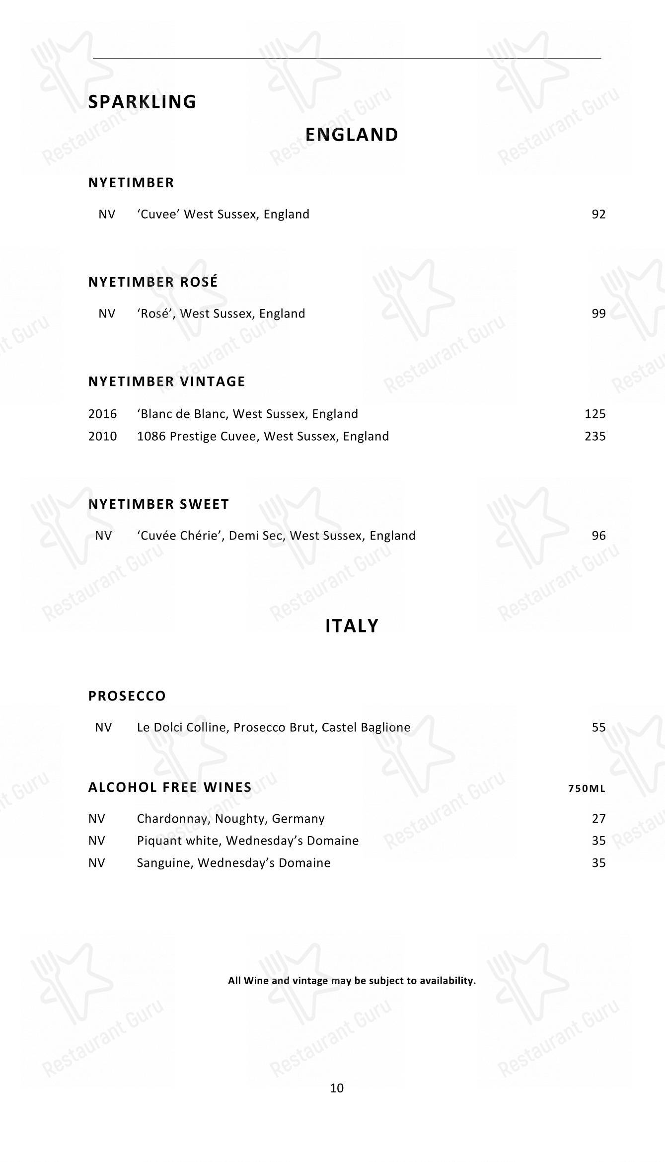 Menu at Orelle restaurant, Birmingham