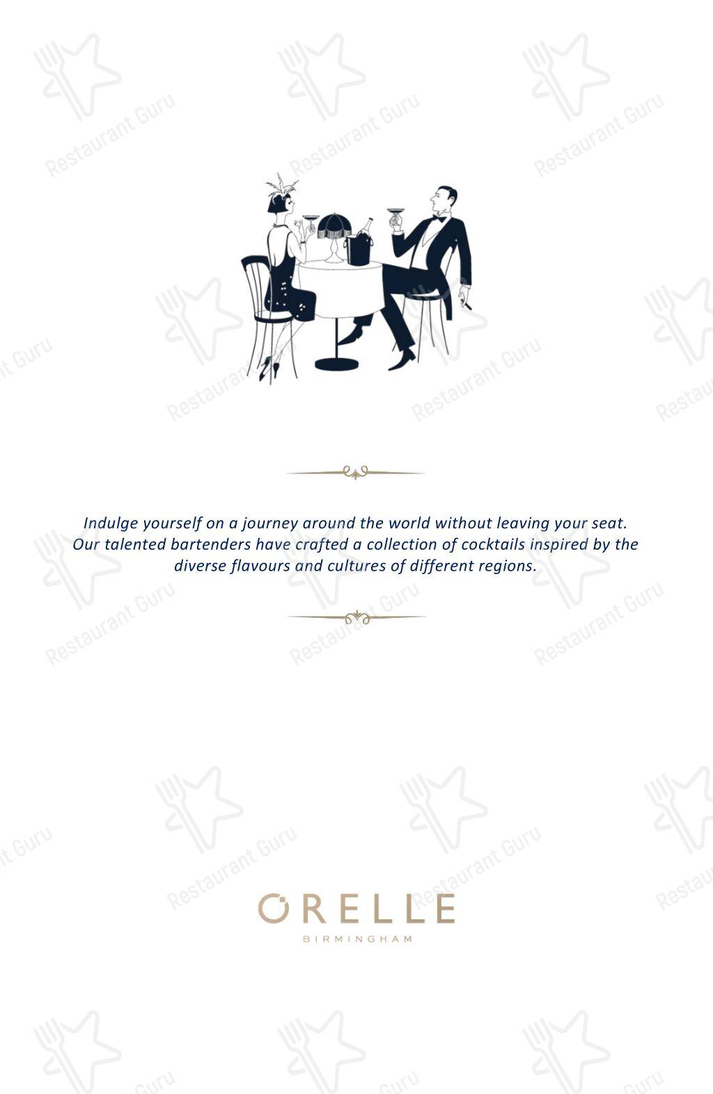 Menu at Orelle restaurant, Birmingham