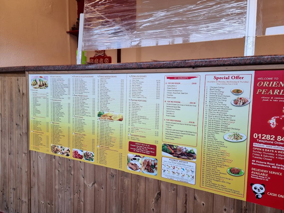 Menu at Orient Pearl fast food, Barnoldswick