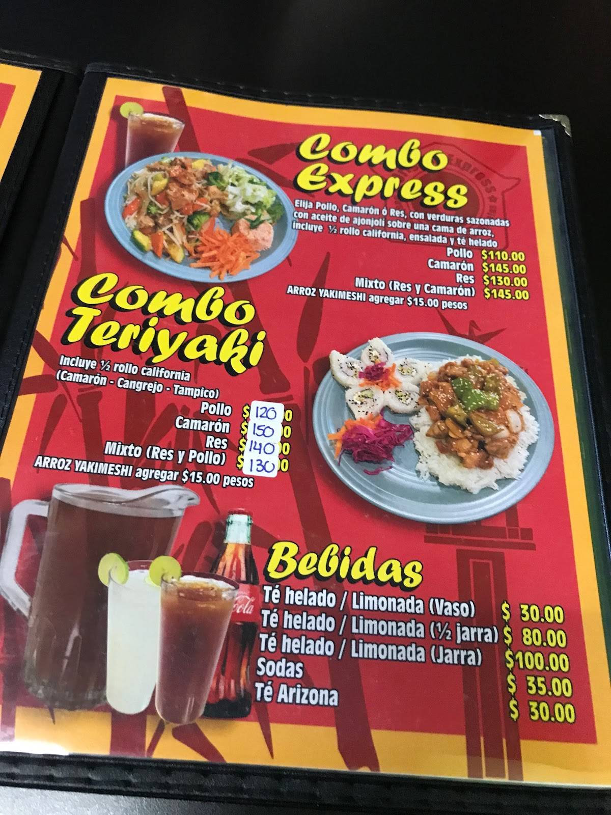 Menu at Origami Express restaurant, Mexicali, Calz Anáhuac 1464