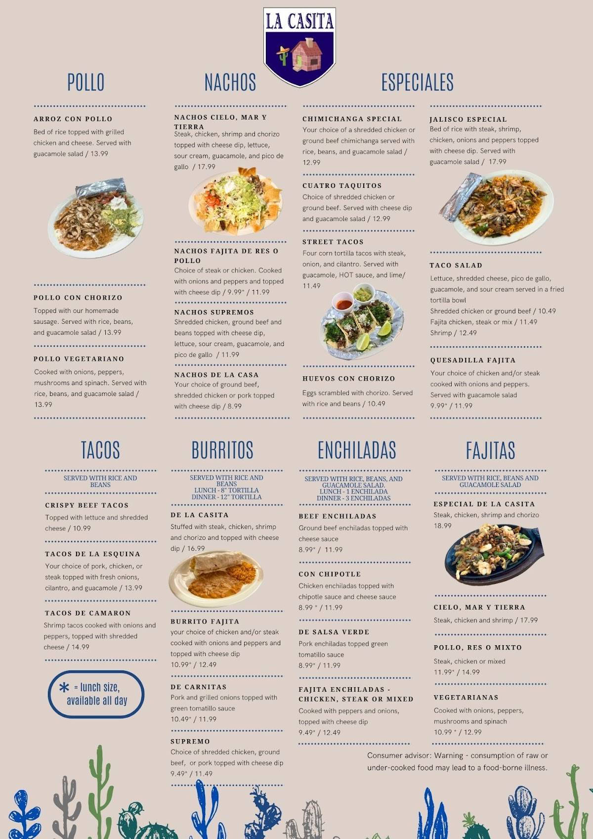Menu at La Casita Mexican Restaurant, Osceola