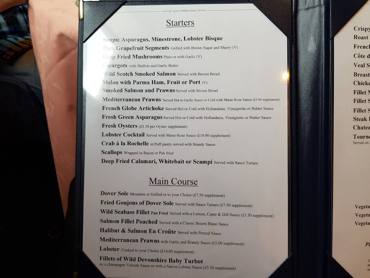 Menu at Oslo Court Restaurant, London