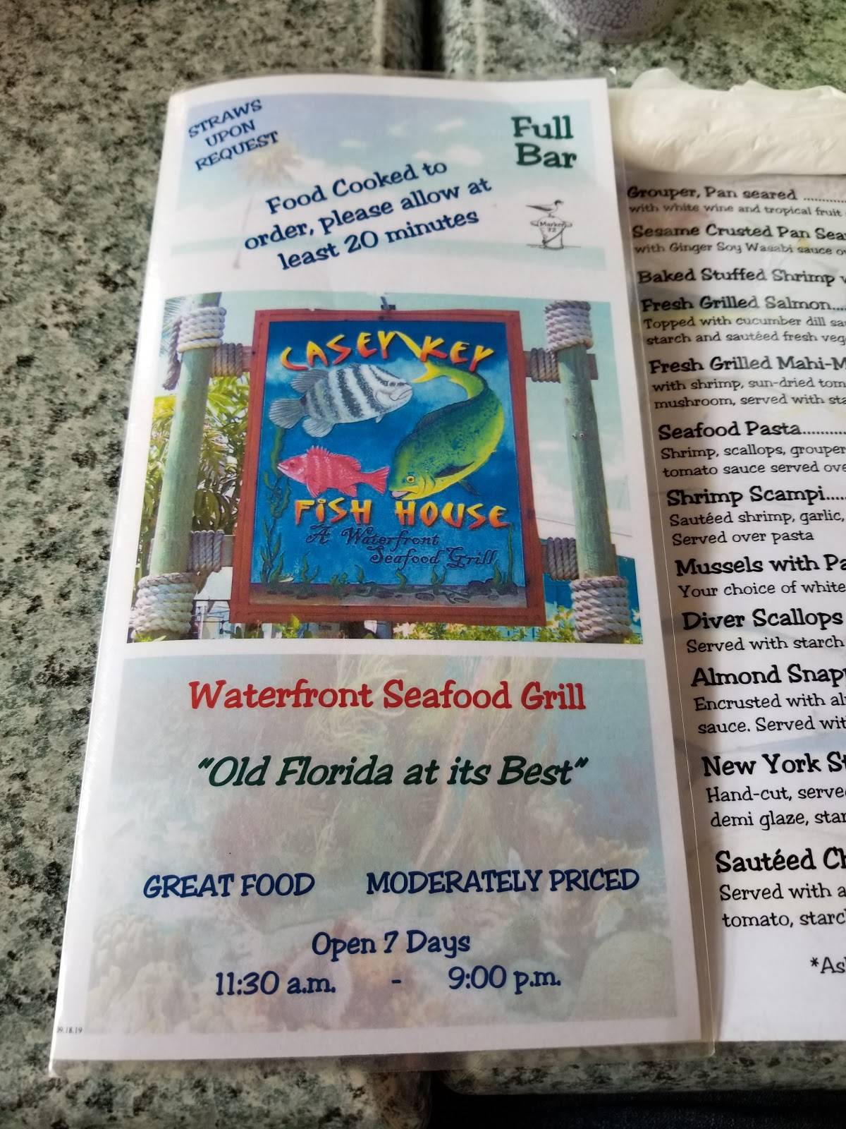 Menu at Casey Key Fish House pub & bar, Osprey