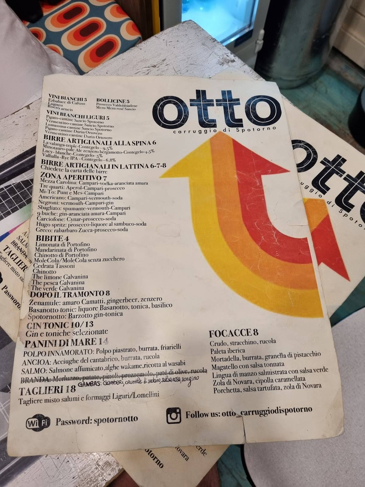 Menu da Otto carruggio di Spotorno pub & bar, Spotorno