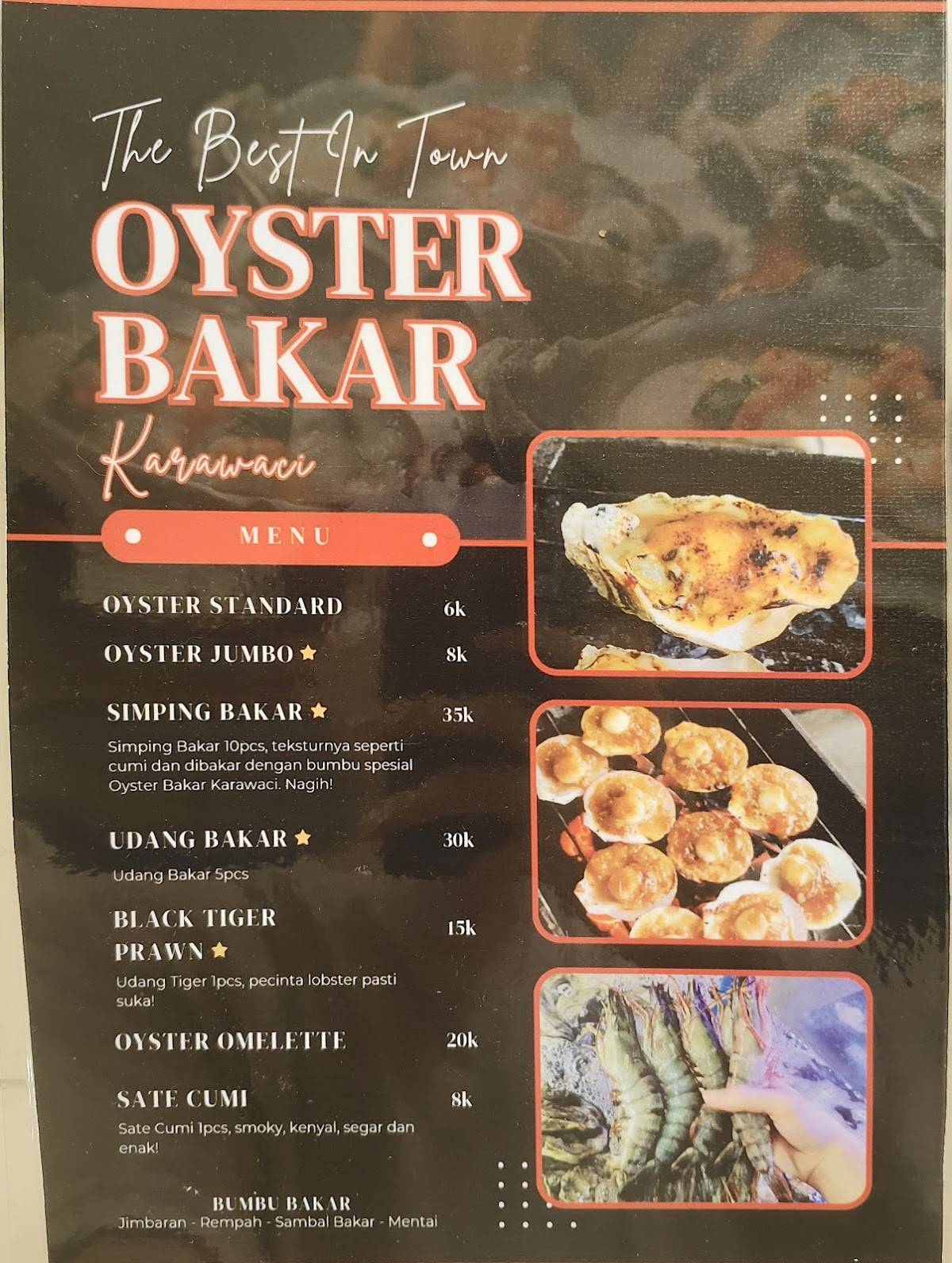 Menu at Oyster Bakar Karawaci restaurant, Tangerang