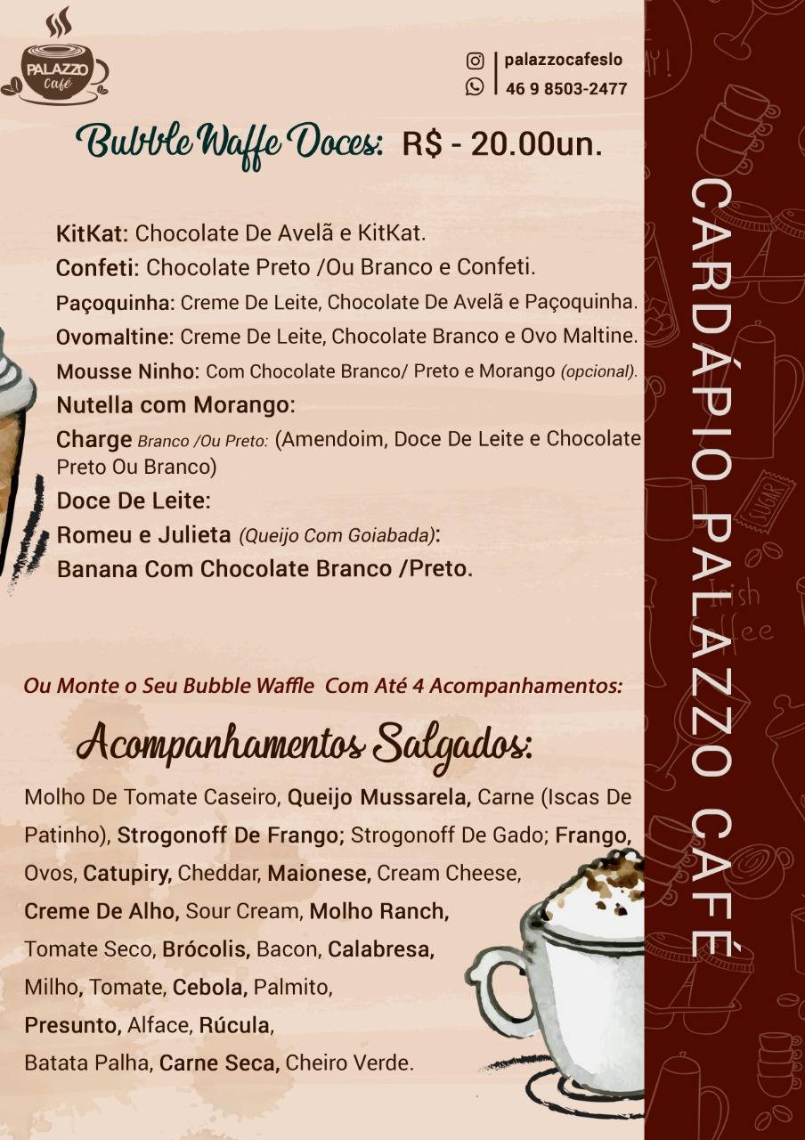 Carta de PALAZZO CAFÉ, São Lourenço do Oeste