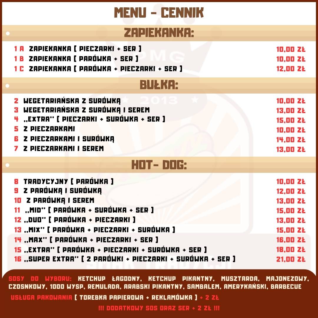 Menu at PMG Smak Tradycji restaurant, Ustka