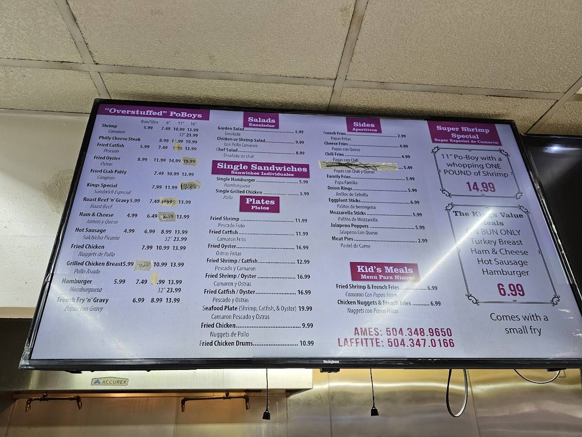 Menu at PO Boy Depot LLC restaurant, Marrero