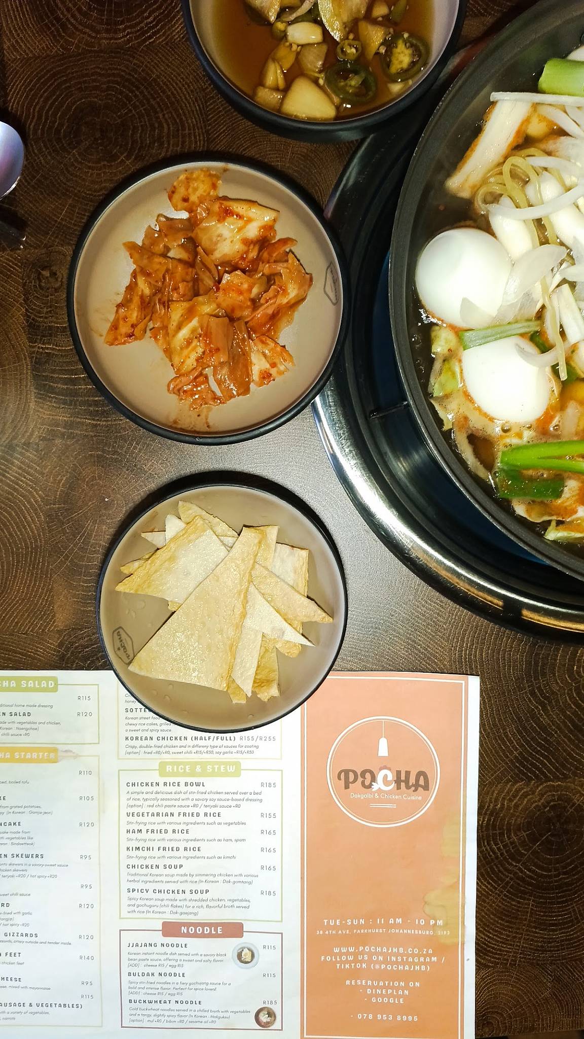 Menu at POCHA KOREAN RESTAURANT, Johannesburg