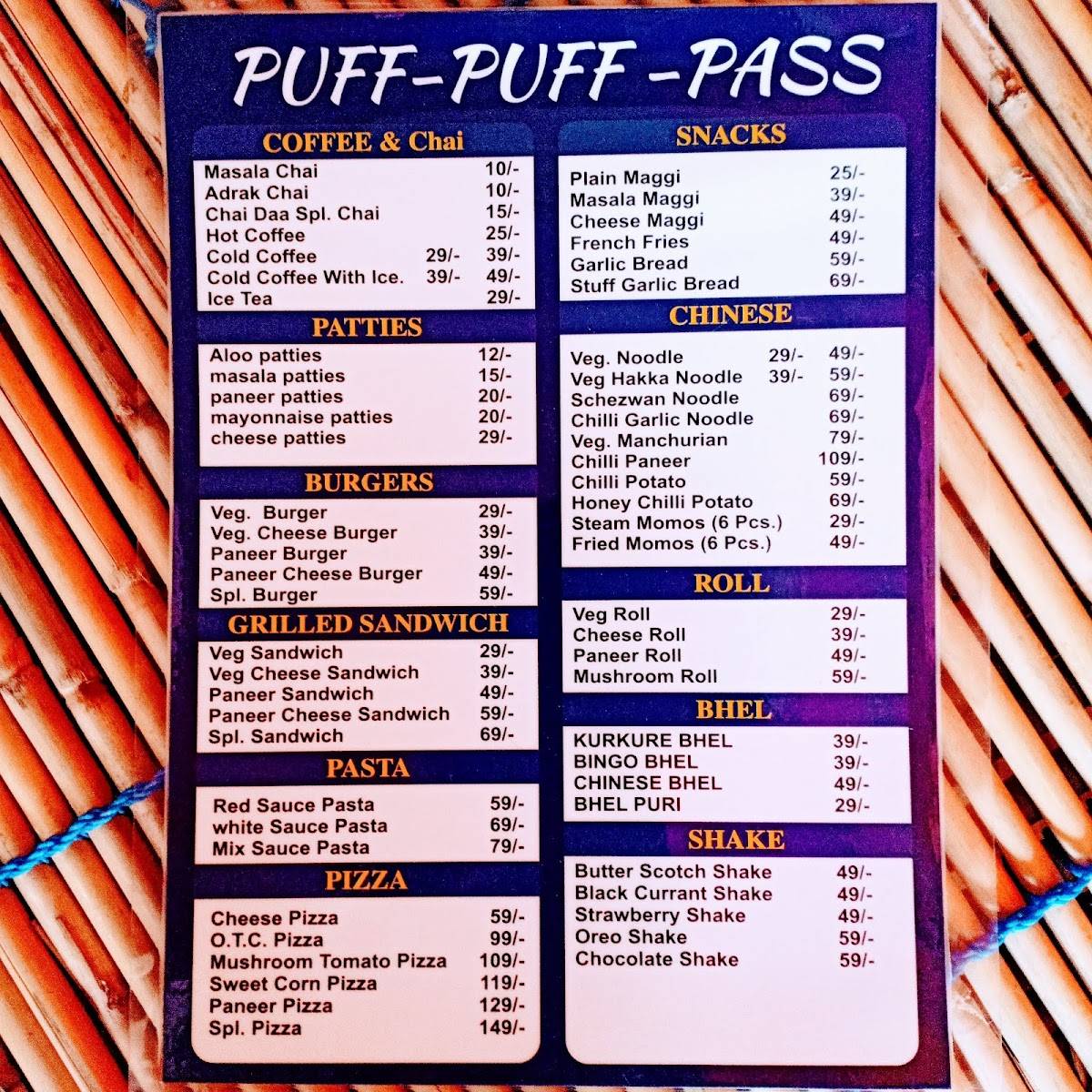 Menu at PUFF PUFF PASS CAFE AND FAST FOOD, Jaipur