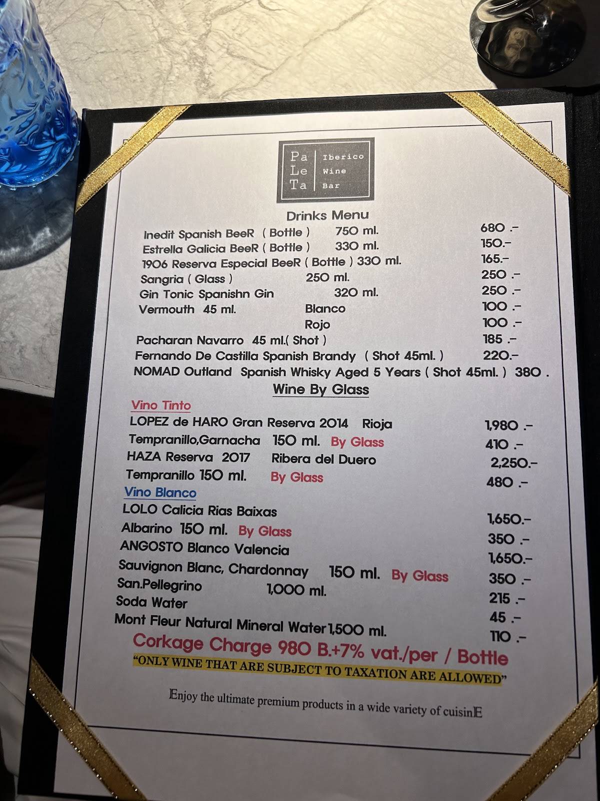 Menu at PaLeTa: Iberico, Wine, Bar, Bangkok