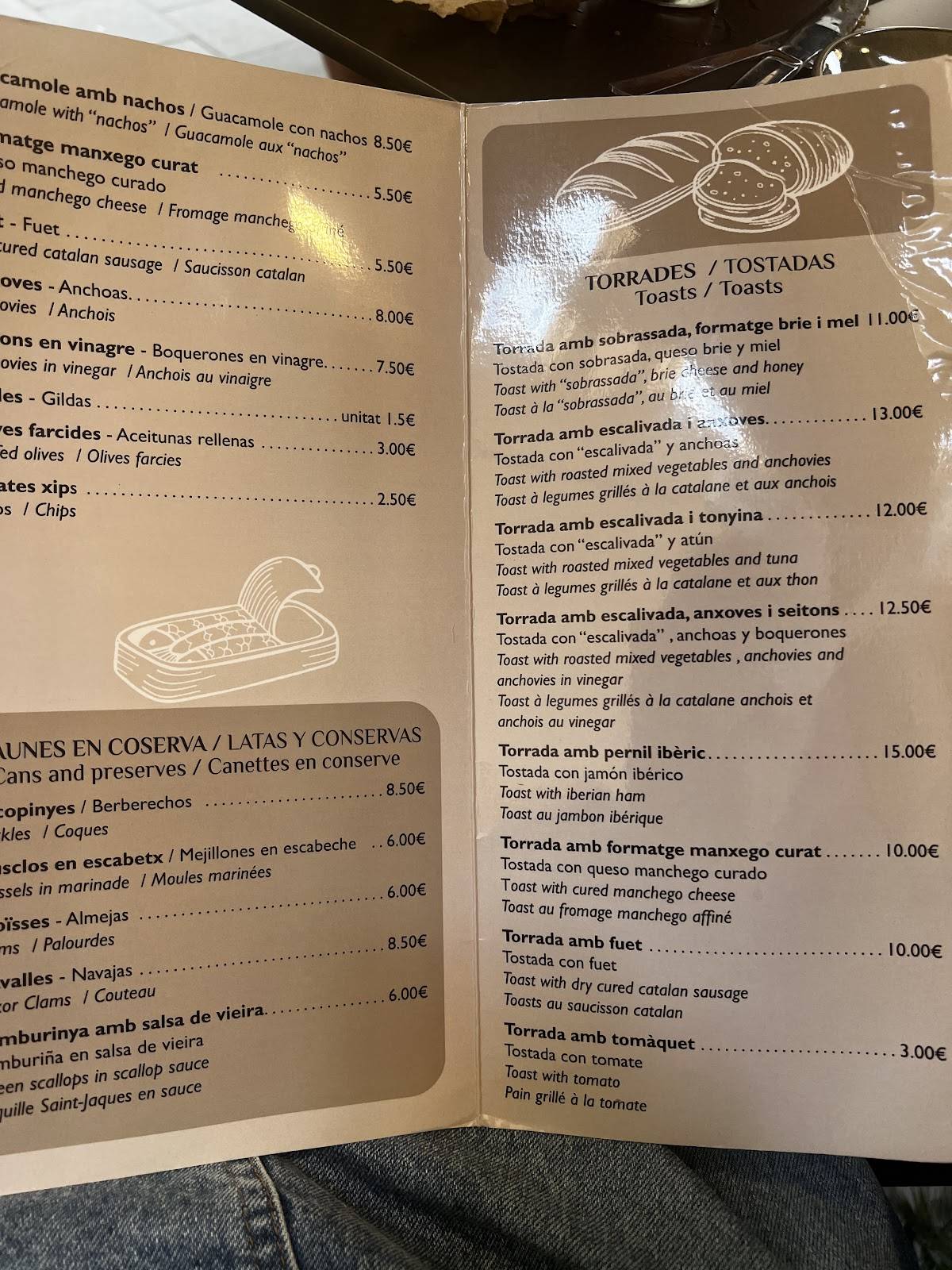 Menu at 33 MAR pub & bar, Palamós