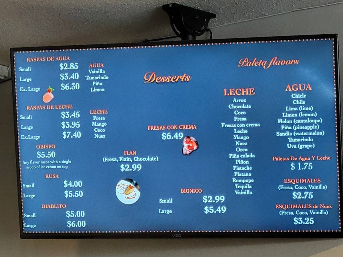 Menu at Paleteria La Reyna desserts, Wichita