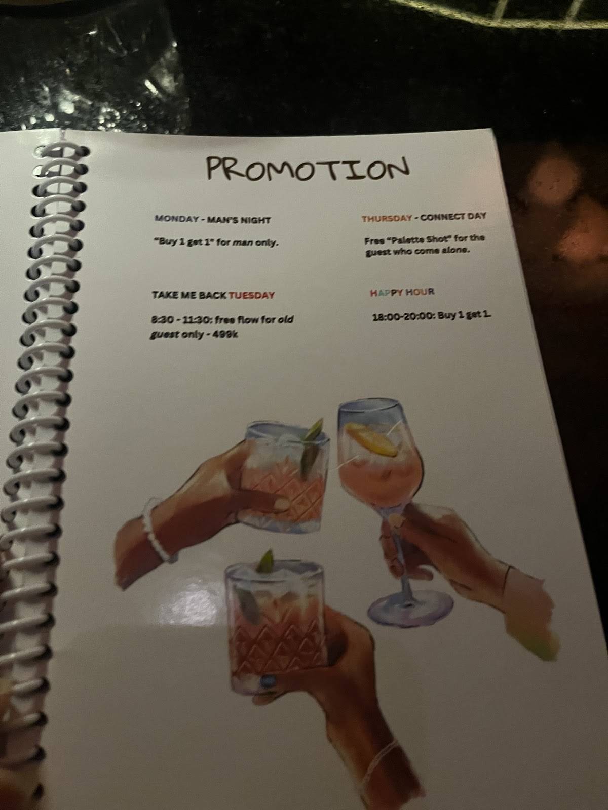 Menu at Palette Bar & Coffee, Ho Chi Minh City