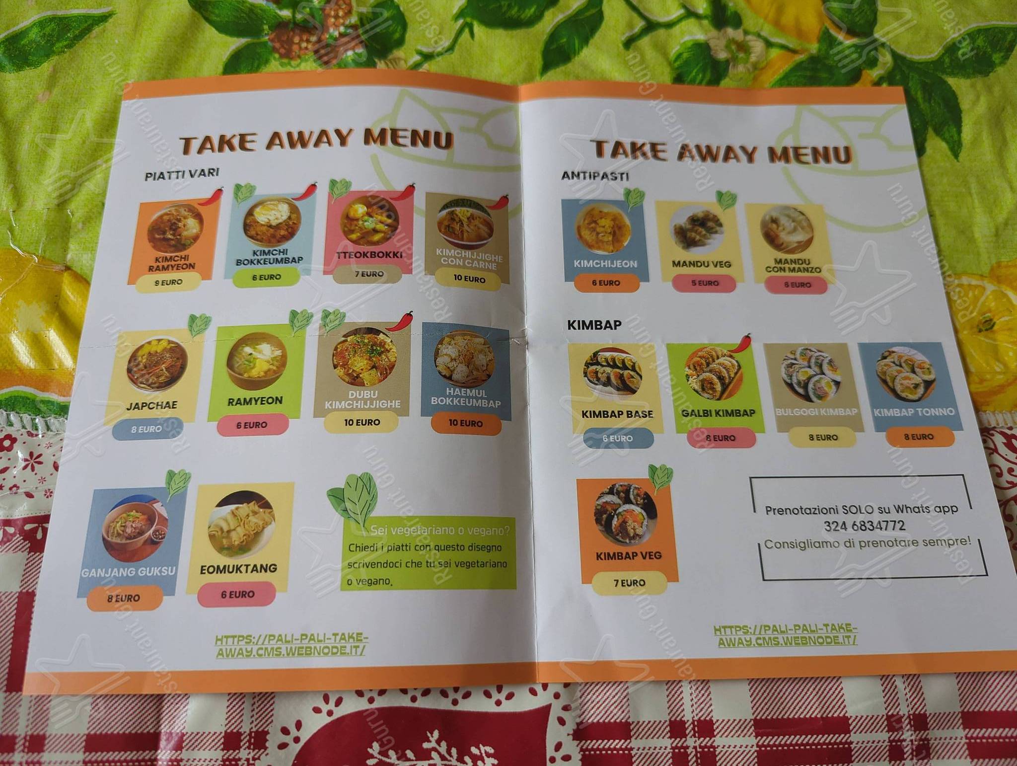Carta del restaurante Pali Pali Take away, Varallo