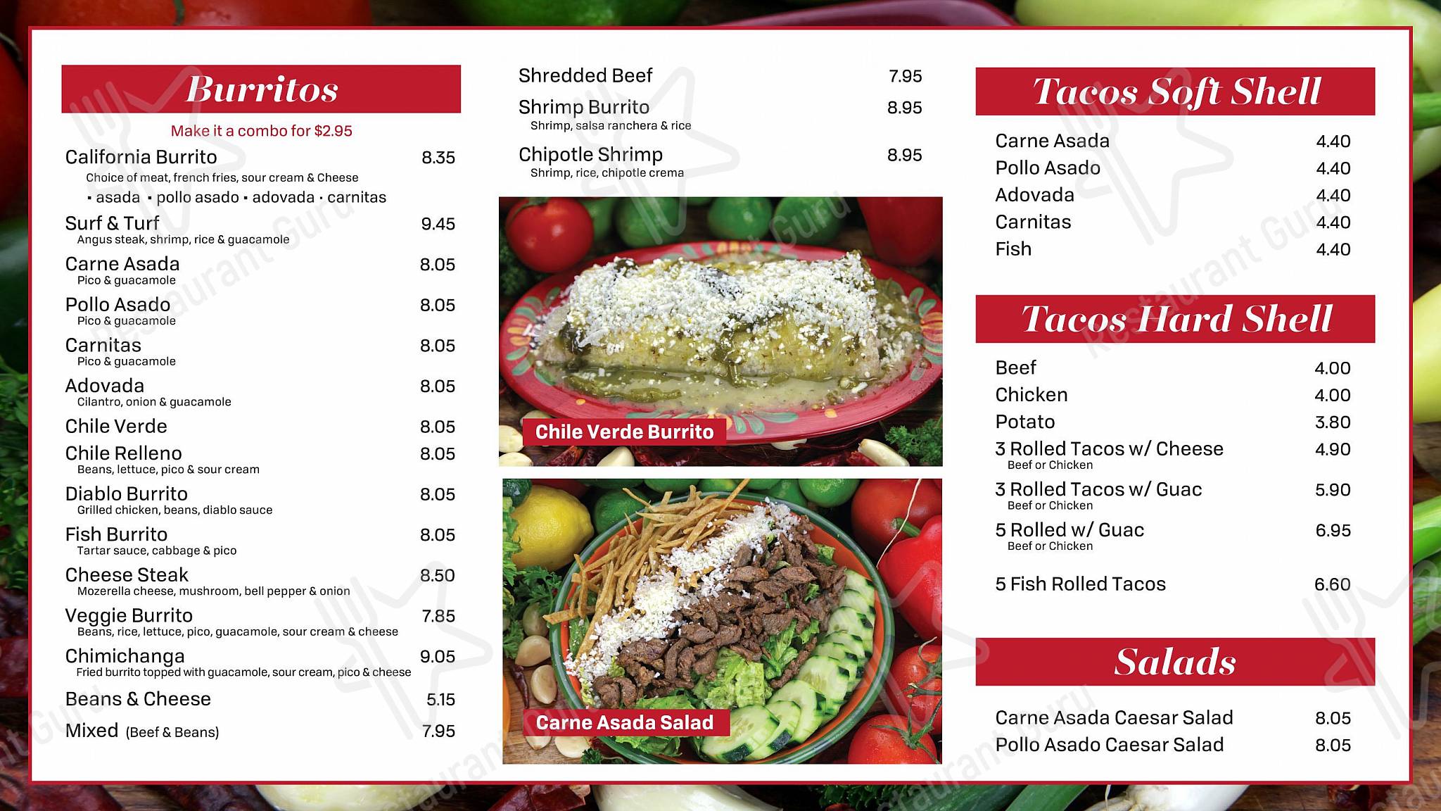 Menu at Palmitos Mexican Eatery restaurant, San Diego