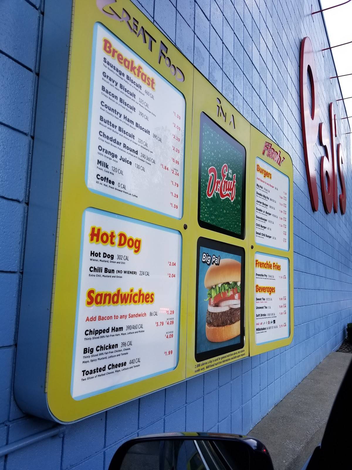 Menu at Pal's Sudden Service fast food, Gate City