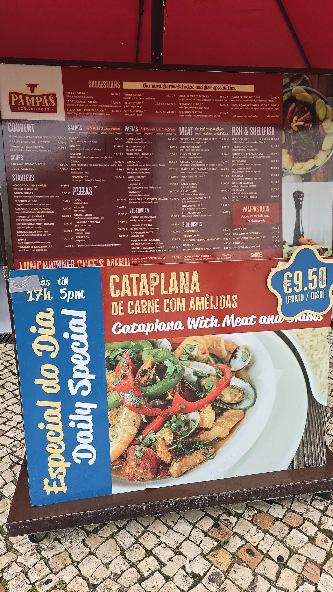 Menu at Pampas Steakhouse, Albufeira