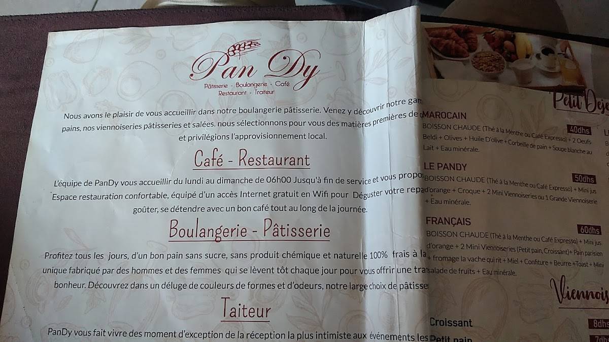 Menu au Pan Dy : Restaurant, Boulangerie & Pâtisserie, Tetouan, HMQ6+5JP