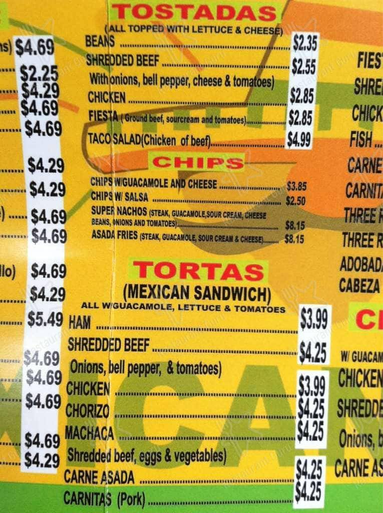 Menu at Poncho's Mexican Food restaurant, Casper, CY Ave