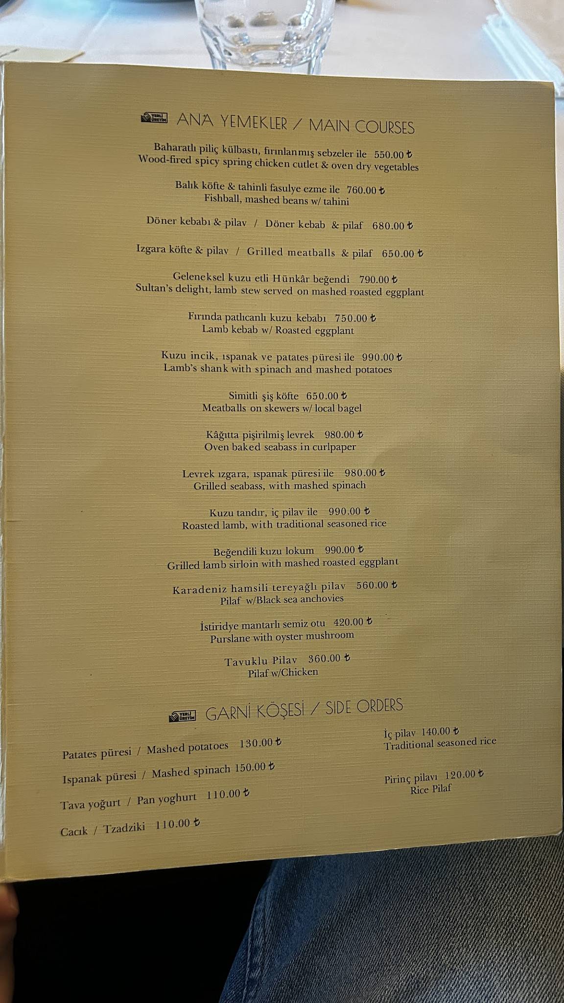 Menu at Pandeli Restaurant, Istanbul, Rüstempaşa Mah. Balık Pazarı ...