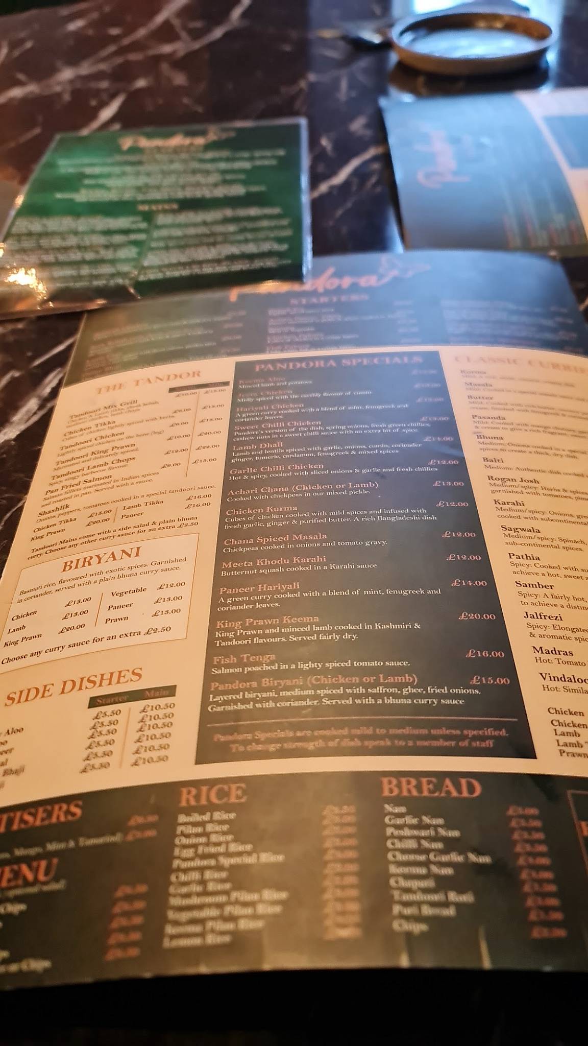 Menu at Pandora Littleborough restaurant, Littleborough