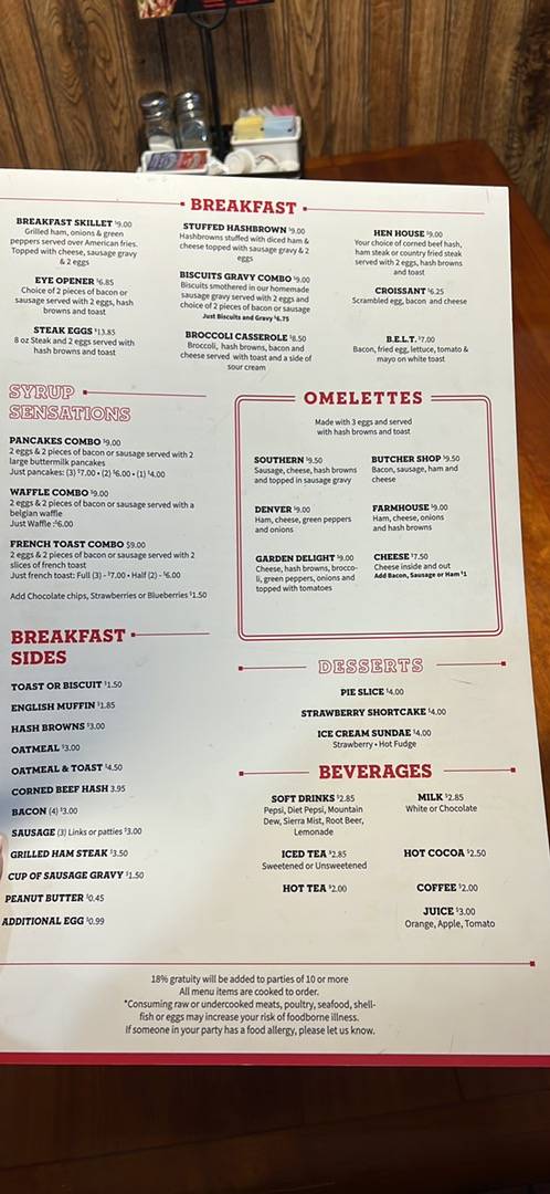 Menu at Panel Room Restaurant, Hartford
